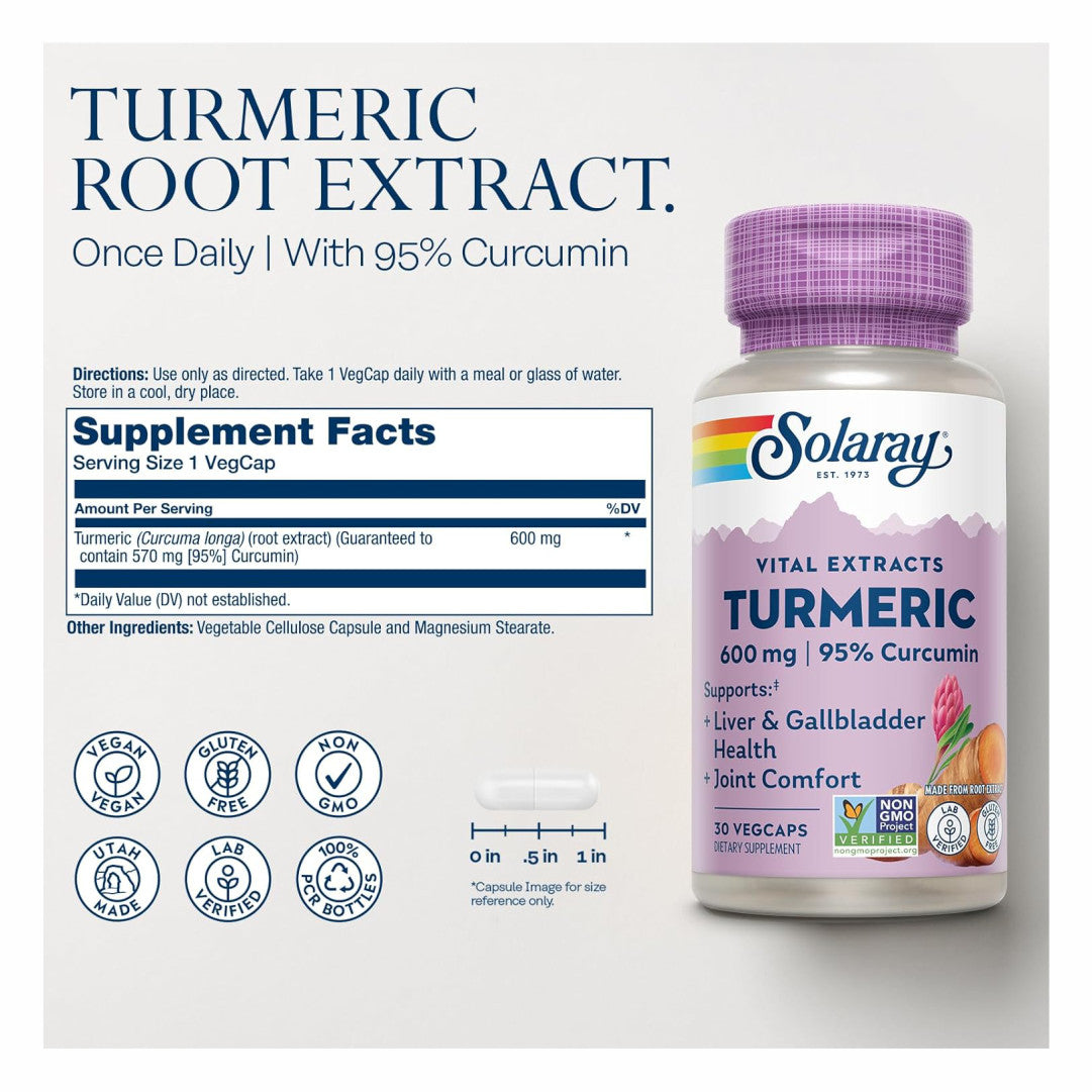 Solaray, Turmeric, 600mg, 30 cps – Salud con Jesse